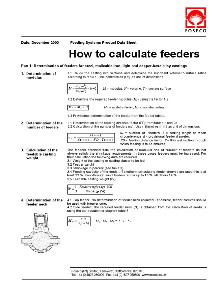 How To Calculate Feeders | PDF | Casting (Metalworking) | Iron