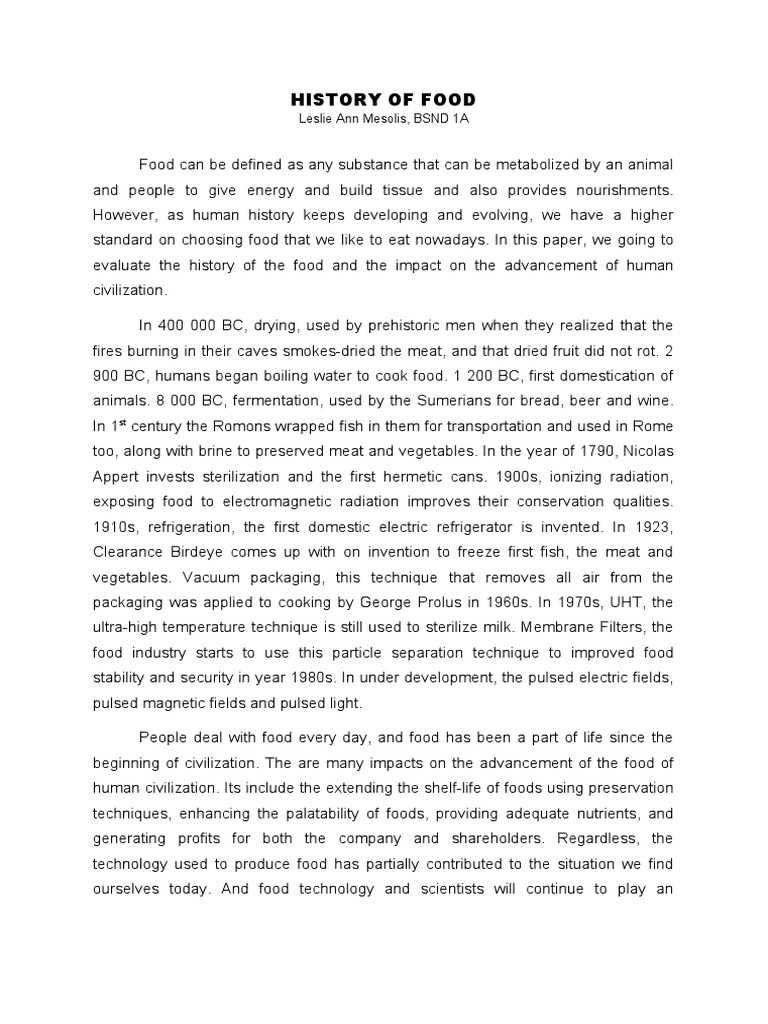 History of Food Evolution | PDF