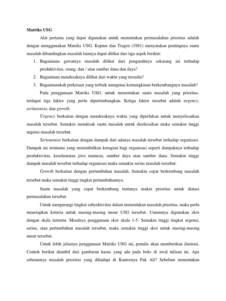 Metode Matriks USG | PDF