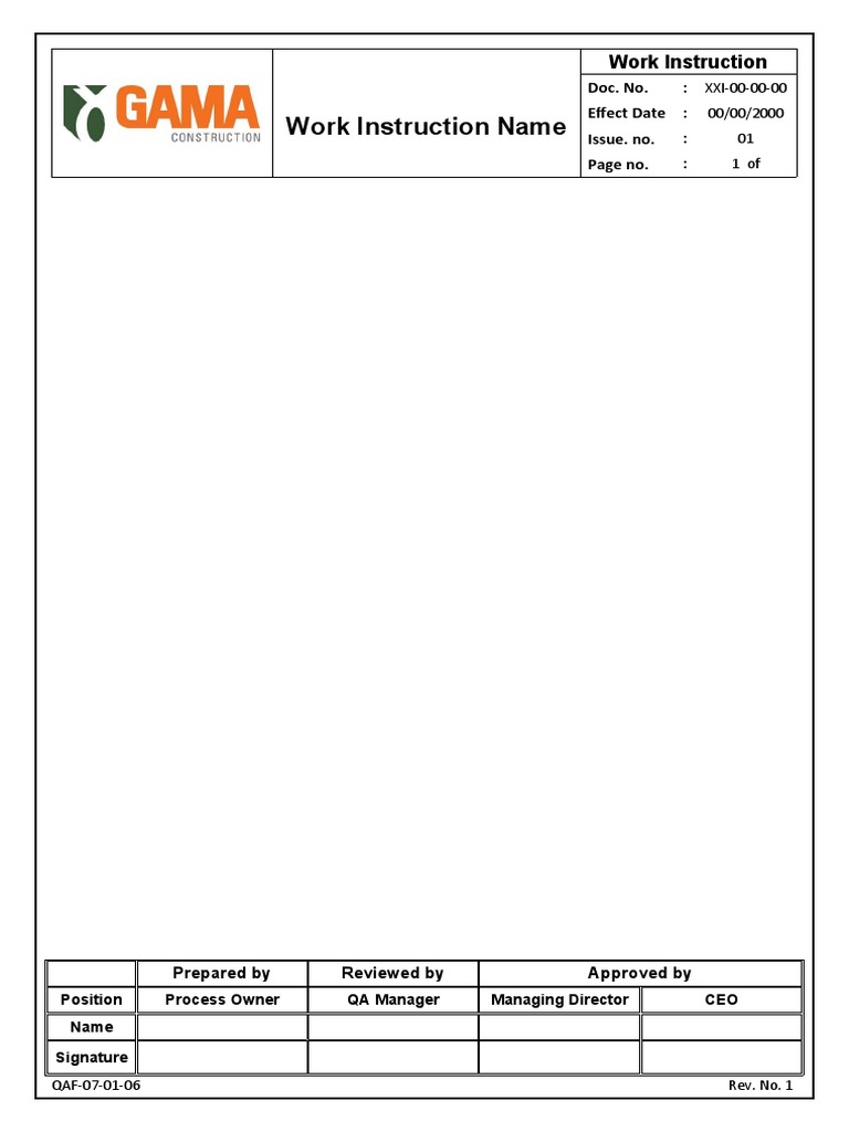 Work Instruction Template Overview | PDF | Business | Technology ...