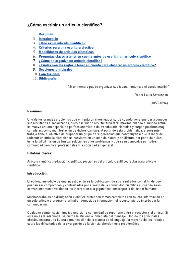 Cómo Escribir Un Artículo Científico | PDF