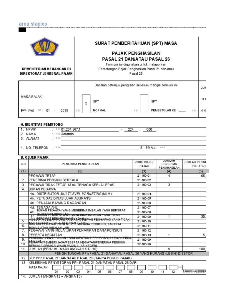 SPT Masa PPH 21 Lampiran | PDF