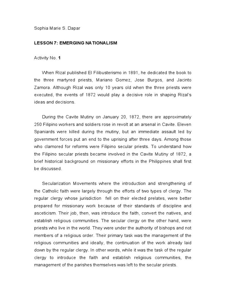 Lesson 7: Emerging Nationalism | PDF | Philippines | Nationalism