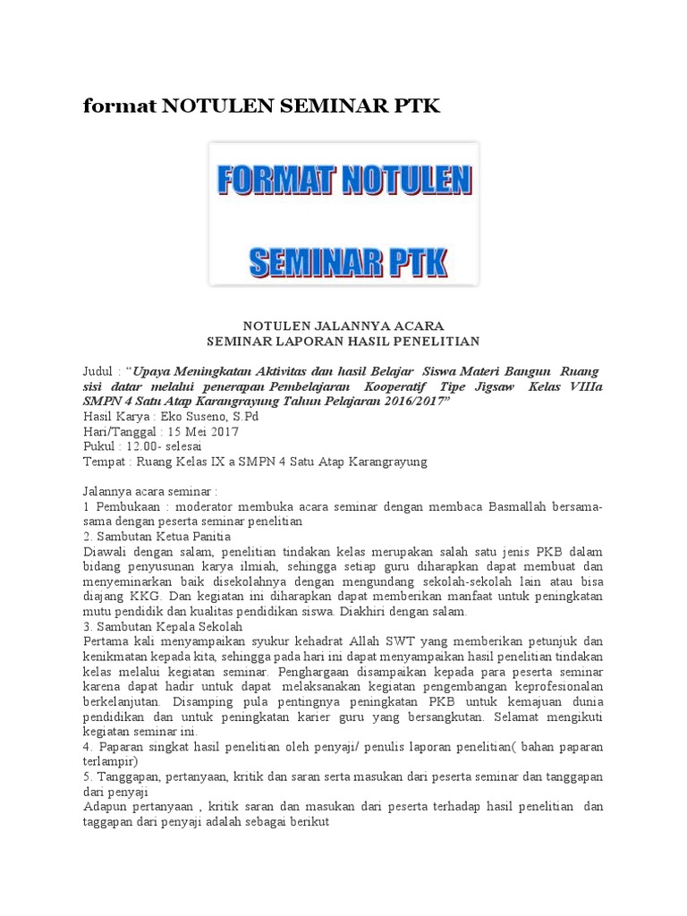 Format NOTULEN SEMINAR PTK | PDF