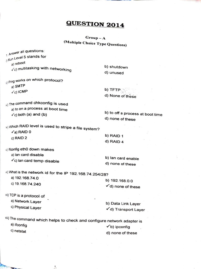 Multiple choice and short answer questions on Linux system ...