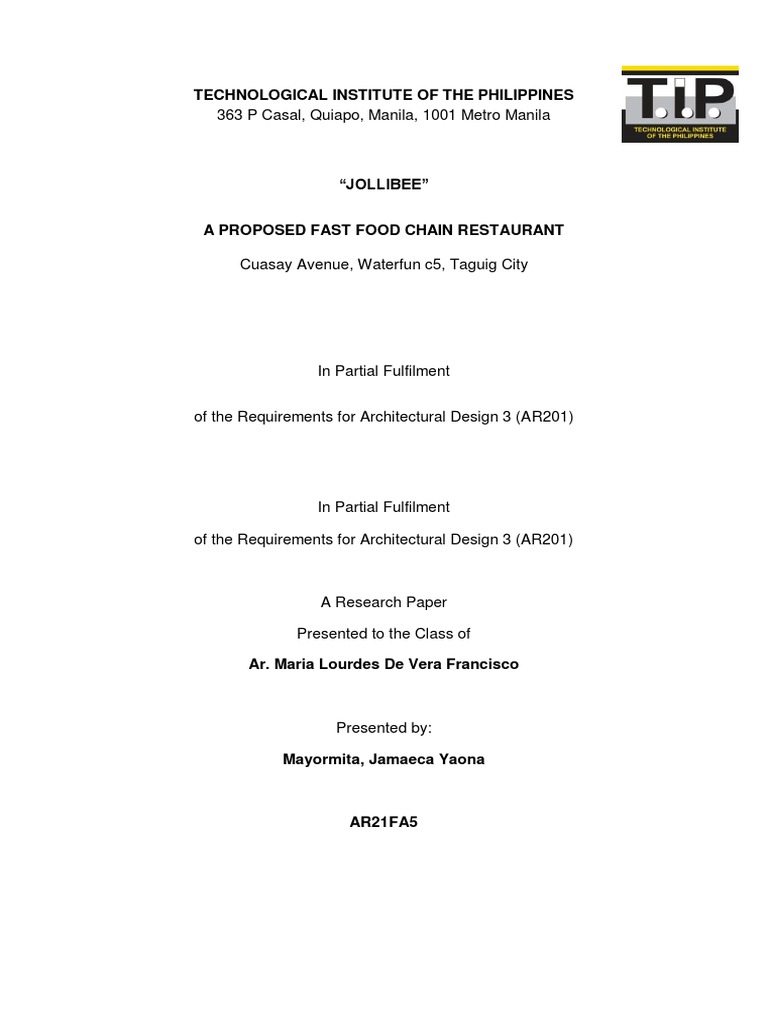 A Proposed Fast Food Chain @jolibee | PDF | Foods | Nature
