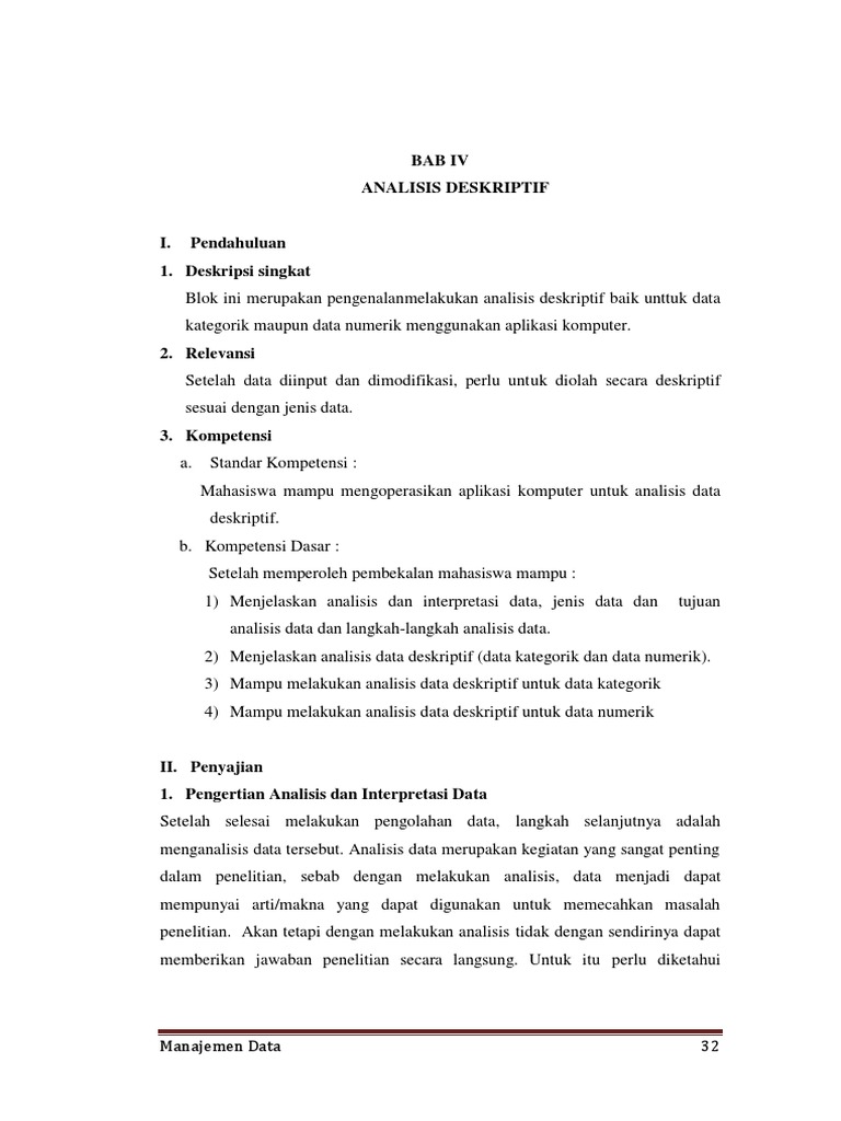 Analisis Deskriptif Data Kuantitatif | PDF | Karier & Perkembangan