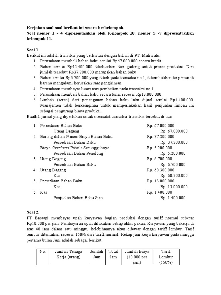 Soal Latihan Akbi Kelompok 10 Dan 111 - Akbiy - Kelompok 9 | PDF