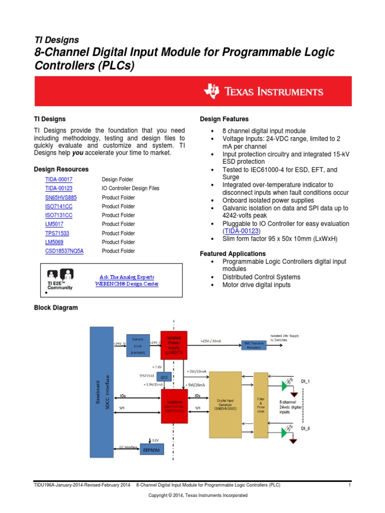 8-Channel Digital Input Module For Programmable Logic Controllers (PLCS ...