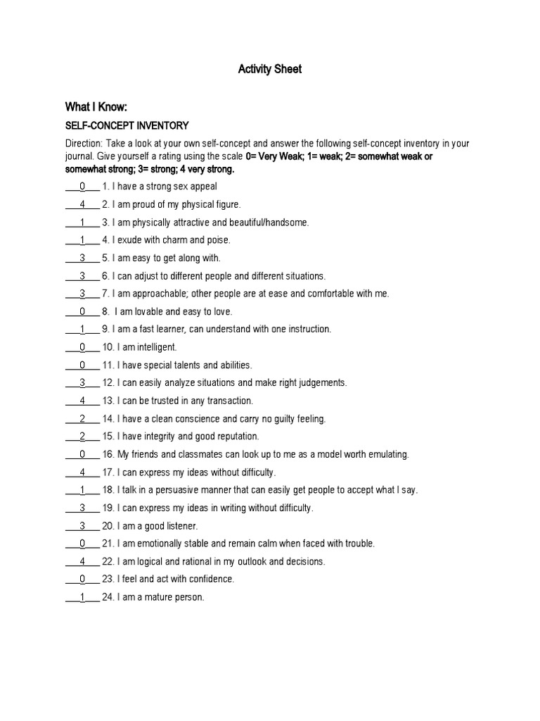3.1.a-Answer Sheet Perdev, Week 1, Quarter 1 | PDF | Psychology ...