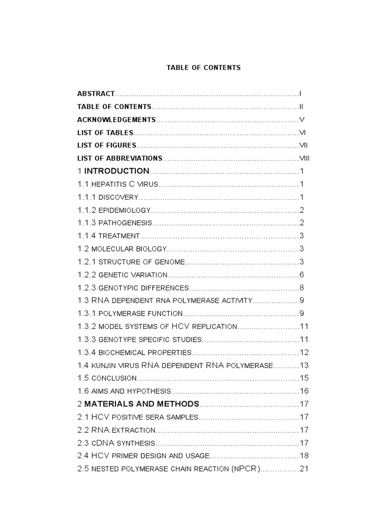 Table of Contents Template Word 08 | PDF | Gel Electrophoresis ...