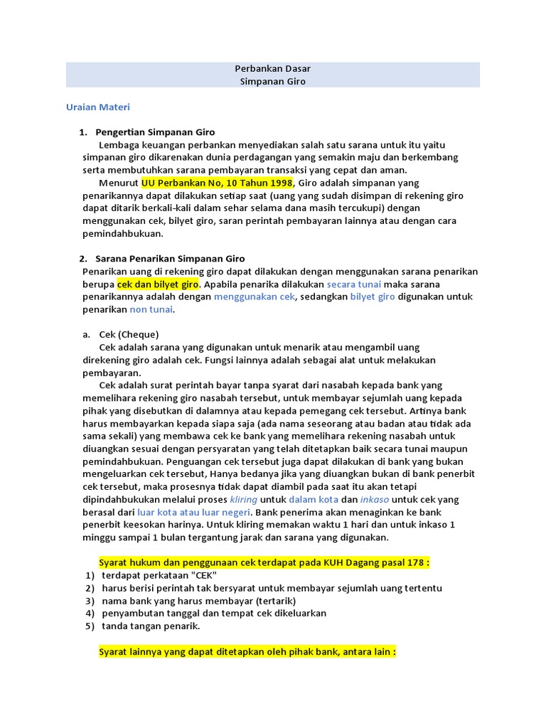 Pengertian dan Fungsi Simpanan Giro | PDF | Bisnis | Pengelolaan ...