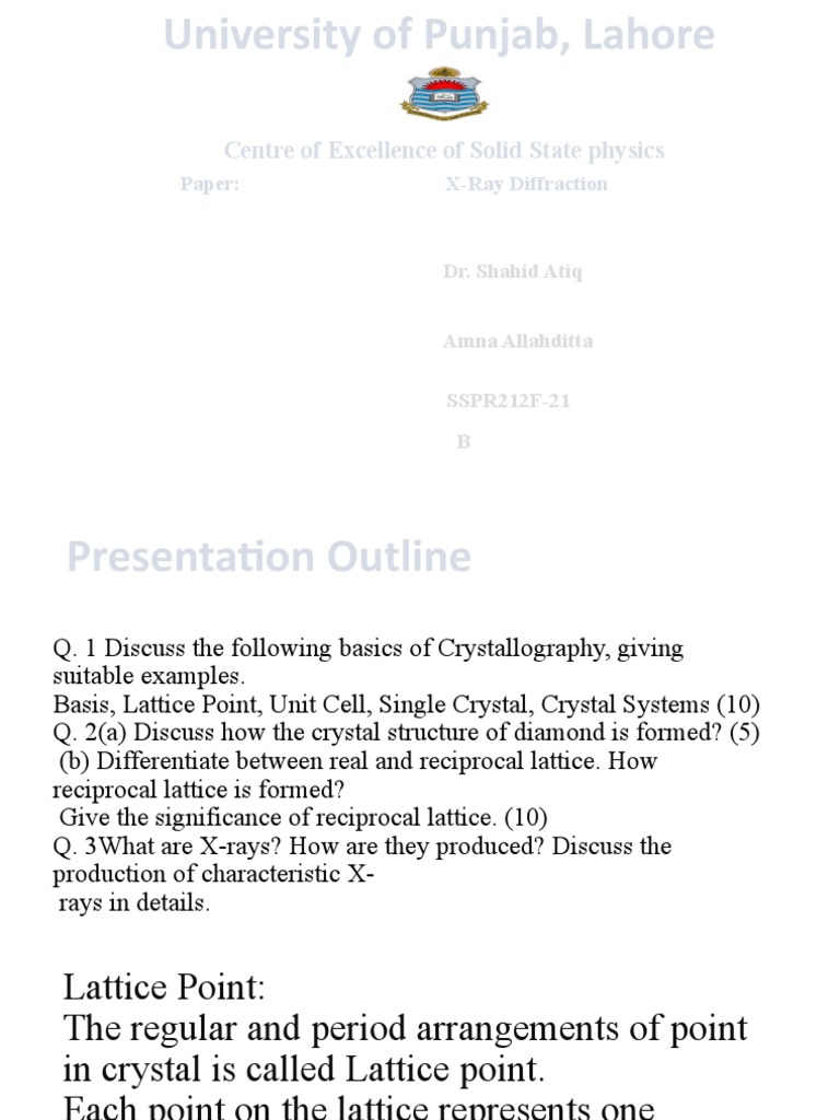 XRD Analysis of Diamond Crystal Structure | PDF | Crystal Structure | X ...
