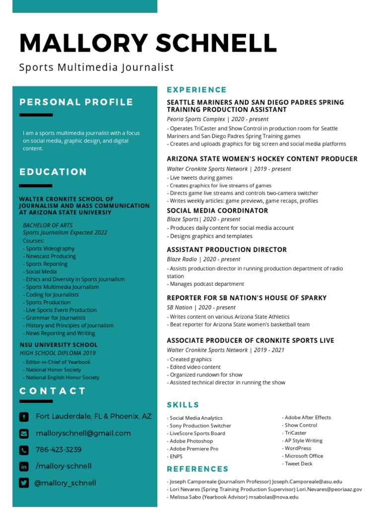 Mallory Schnell Resume 2021 | PDF | Journalism | Arizona State University