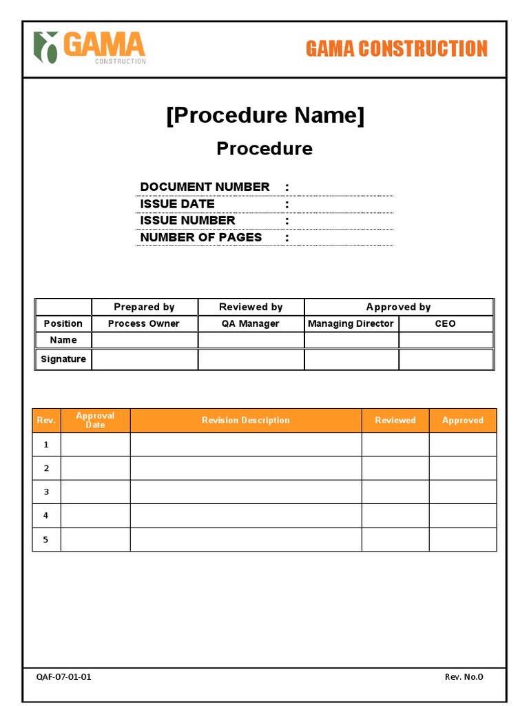 GAMA Construction Procedures Overview | PDF