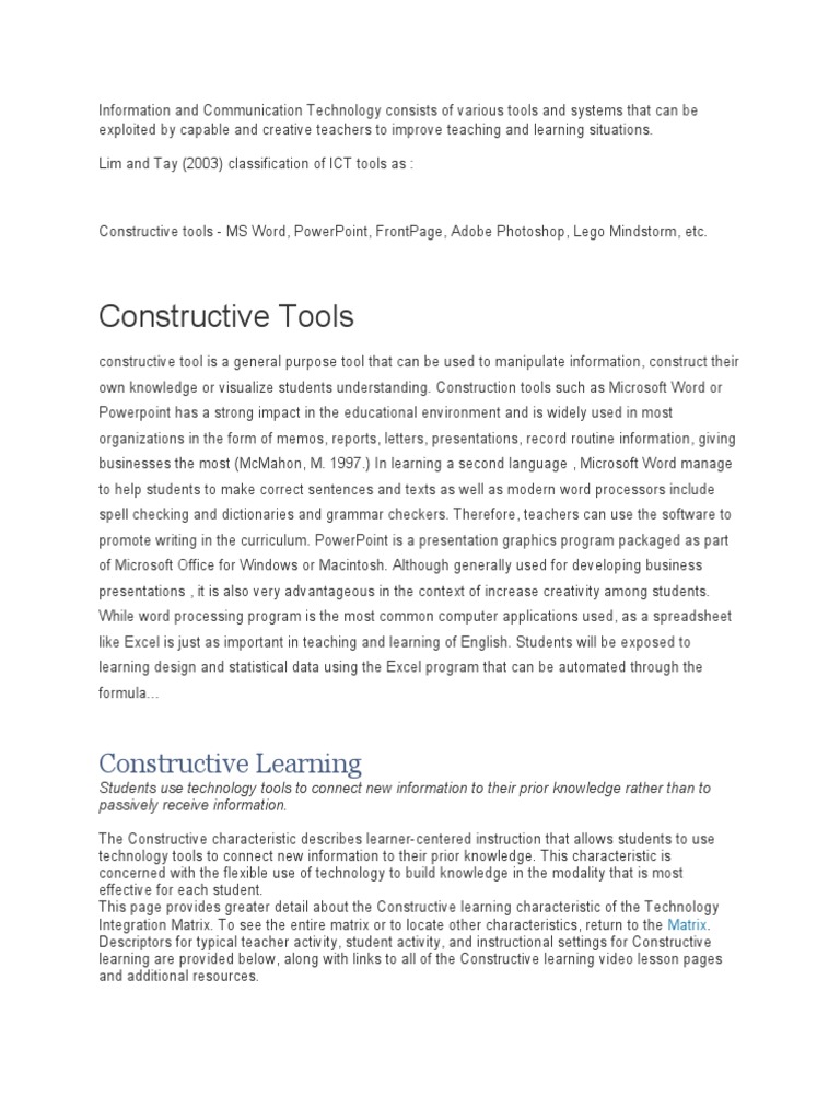 Constructive Tools | PDF | Microsoft Word | Microsoft Power Point
