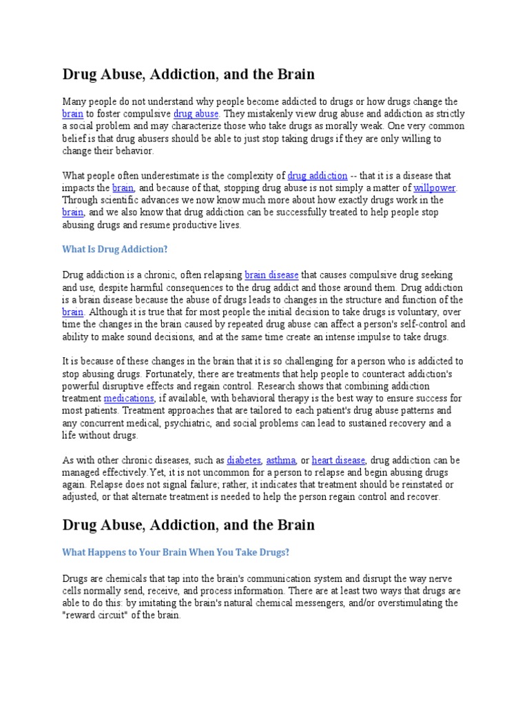 Drug Abuse, Addiction, and The Brain | PDF
