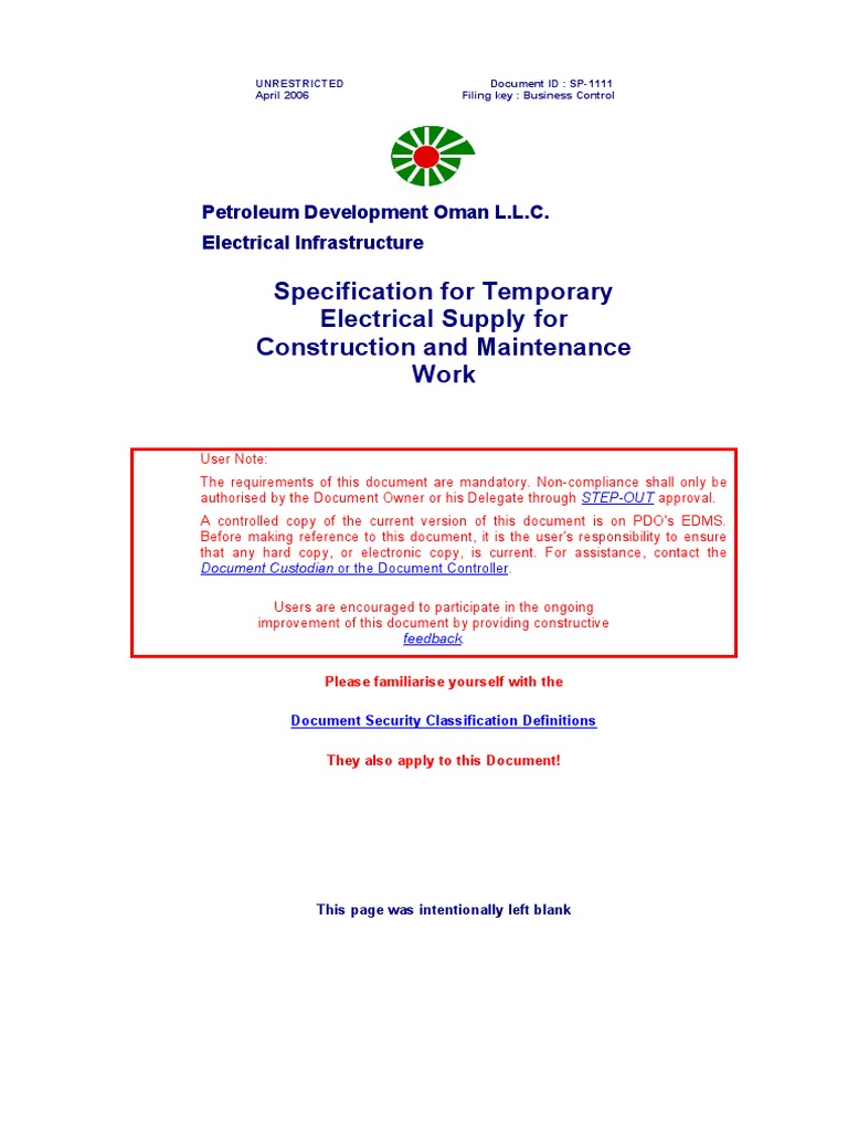 Electrical Specification For Construction Site | PDF | Electrical ...