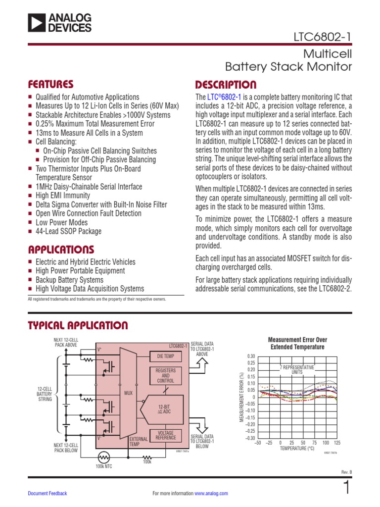 Description Features: LTC6802-1 Multicell Battery Stack Monitor | PDF ...