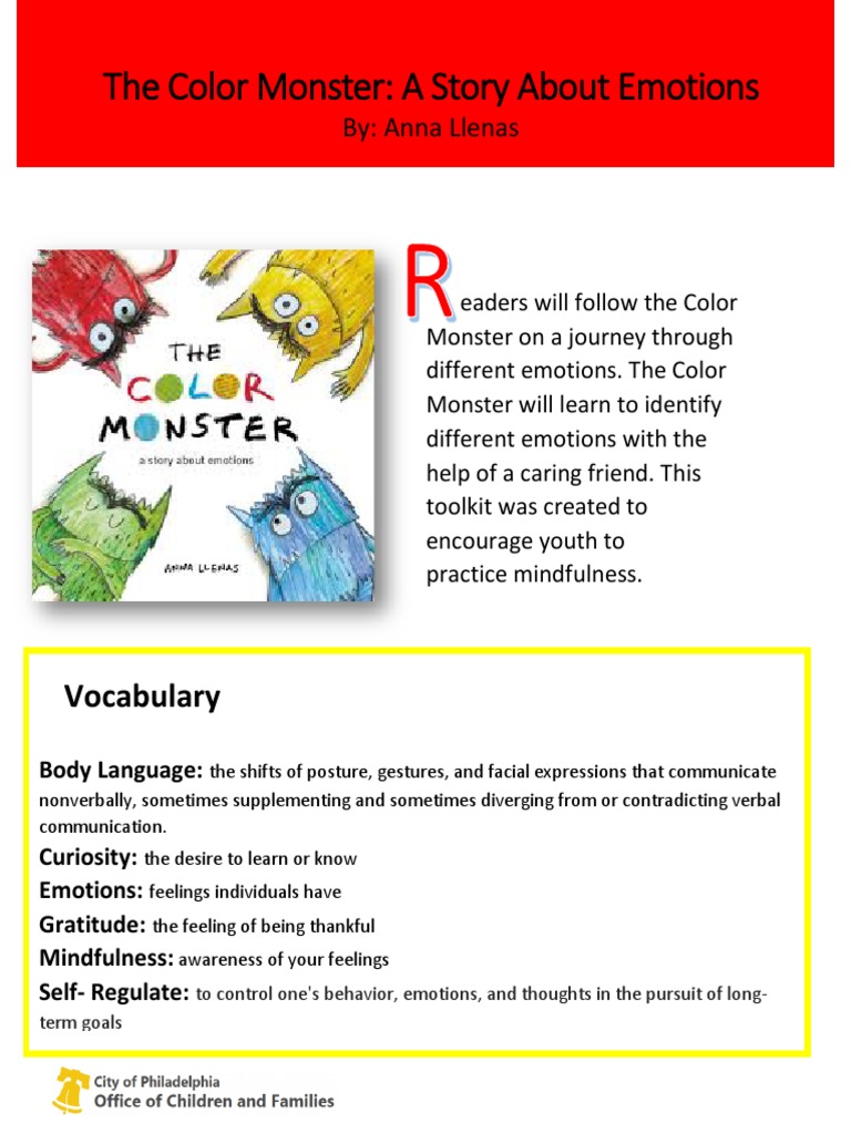 The Color Monster: A Story About Emotions: Vocabulary | PDF | Gratitude ...