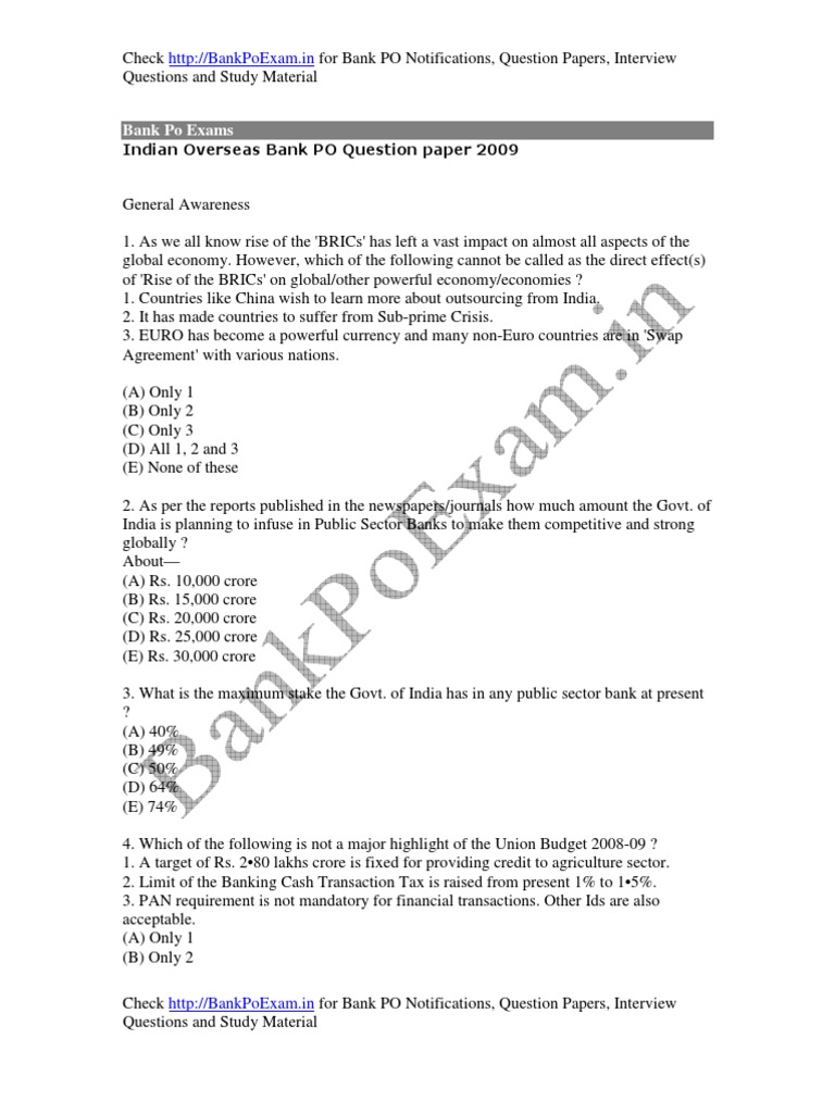 Bank Po Exams | PDF