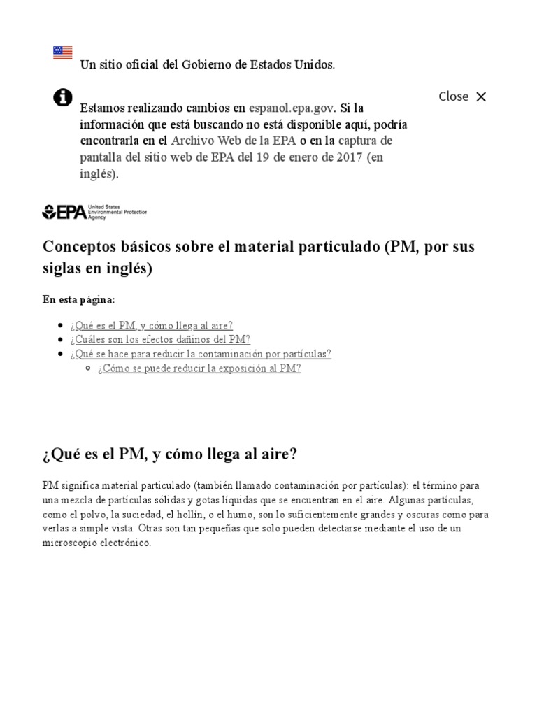 Material Particulado (PM) Particulas Respirables | PDF | Partículas ...
