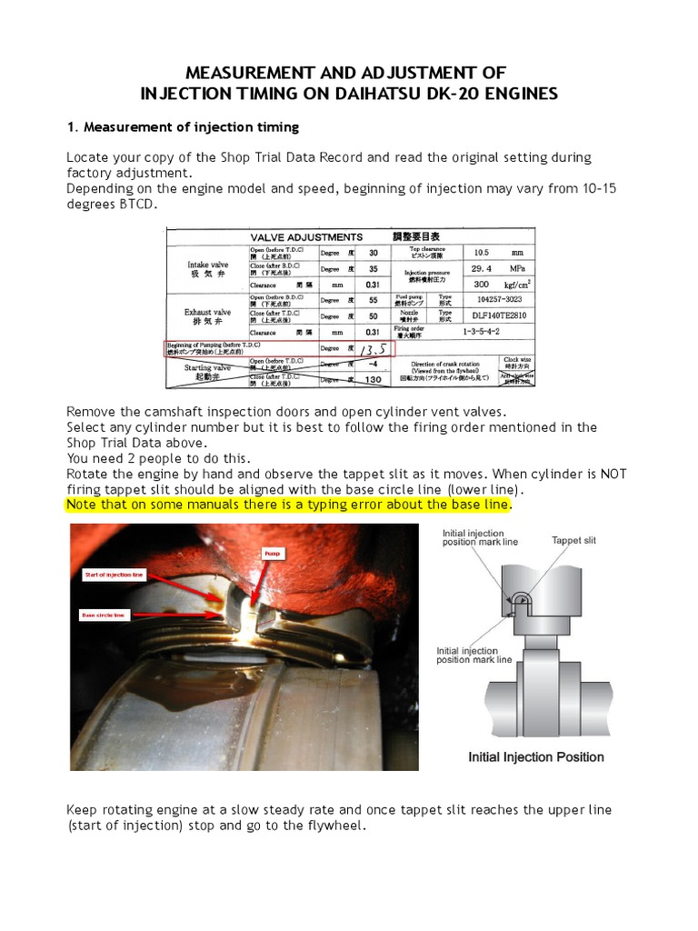 Daihatsu DK 20 Injection Timing Measurement | PDF | Propulsion ...