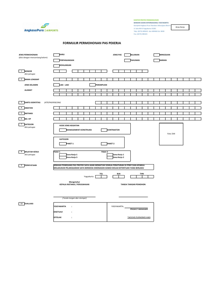 Formulir Permohonan PAS Pekerja | PDF