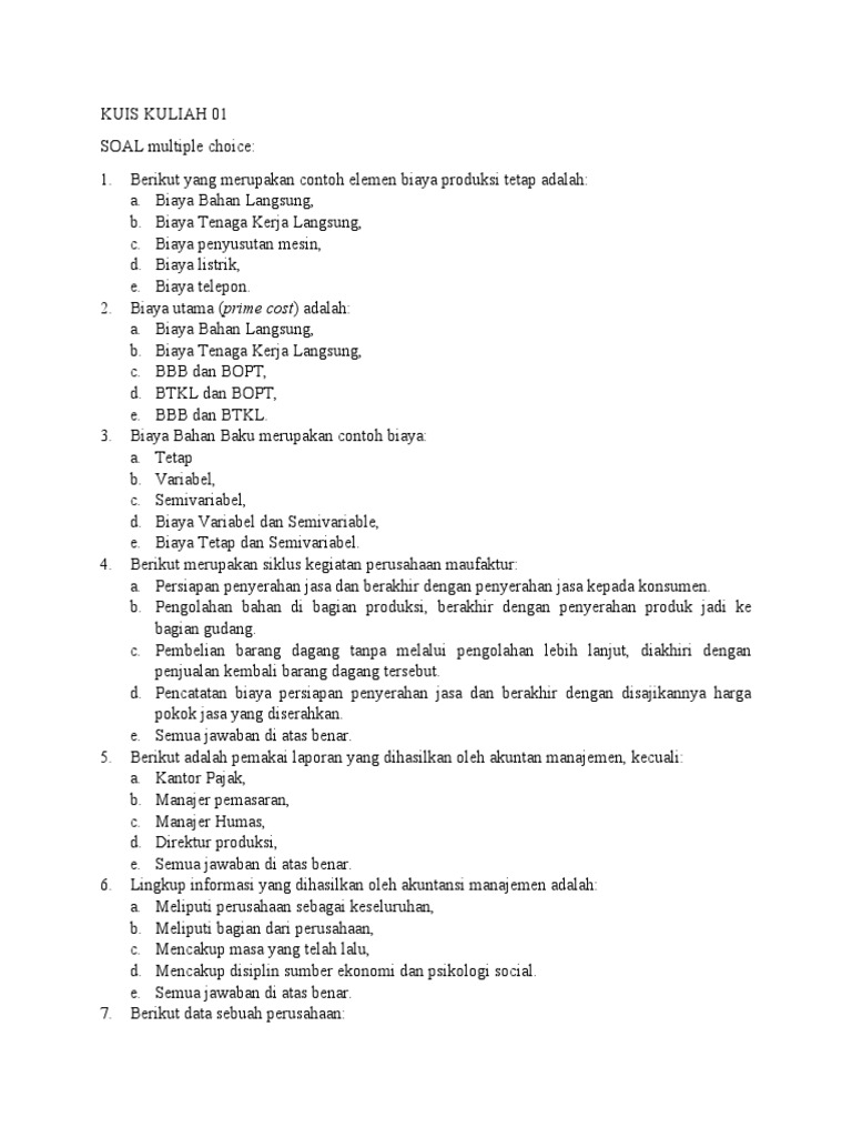 Kuis Kuliah 01 Akbi | PDF