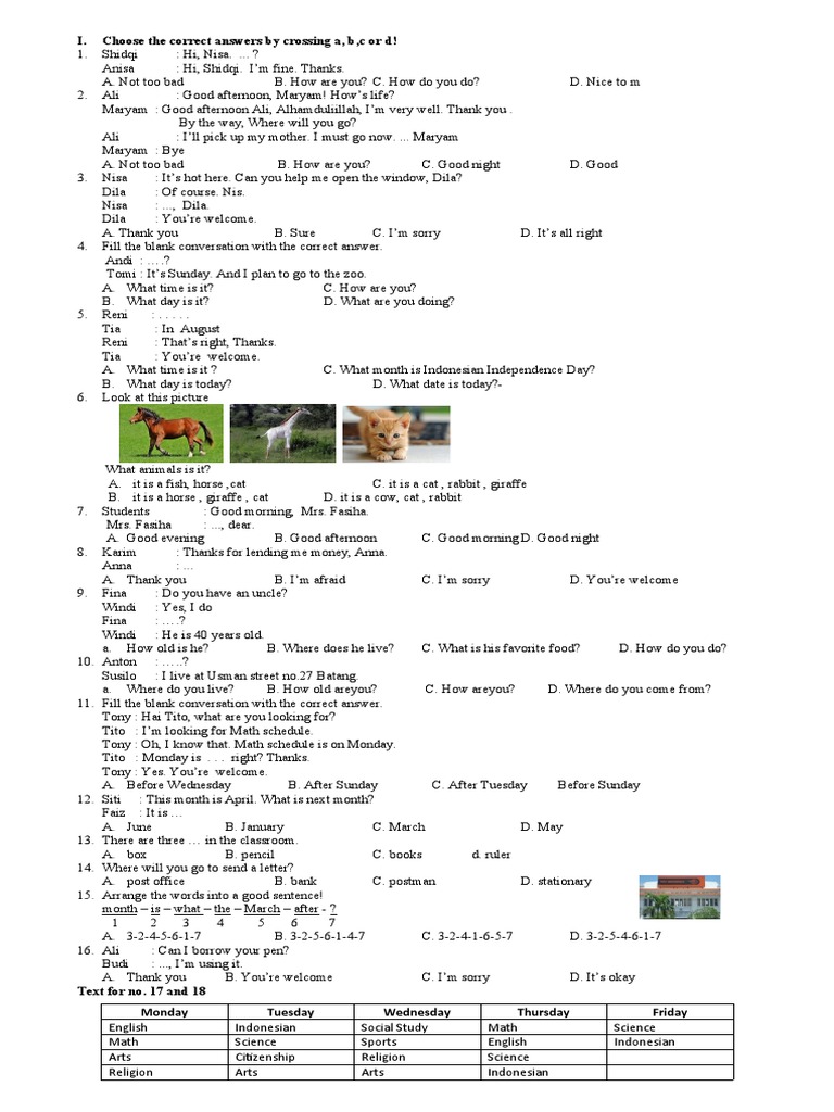 PAS 7 Bahasa Inggris 2020-2021 | PDF