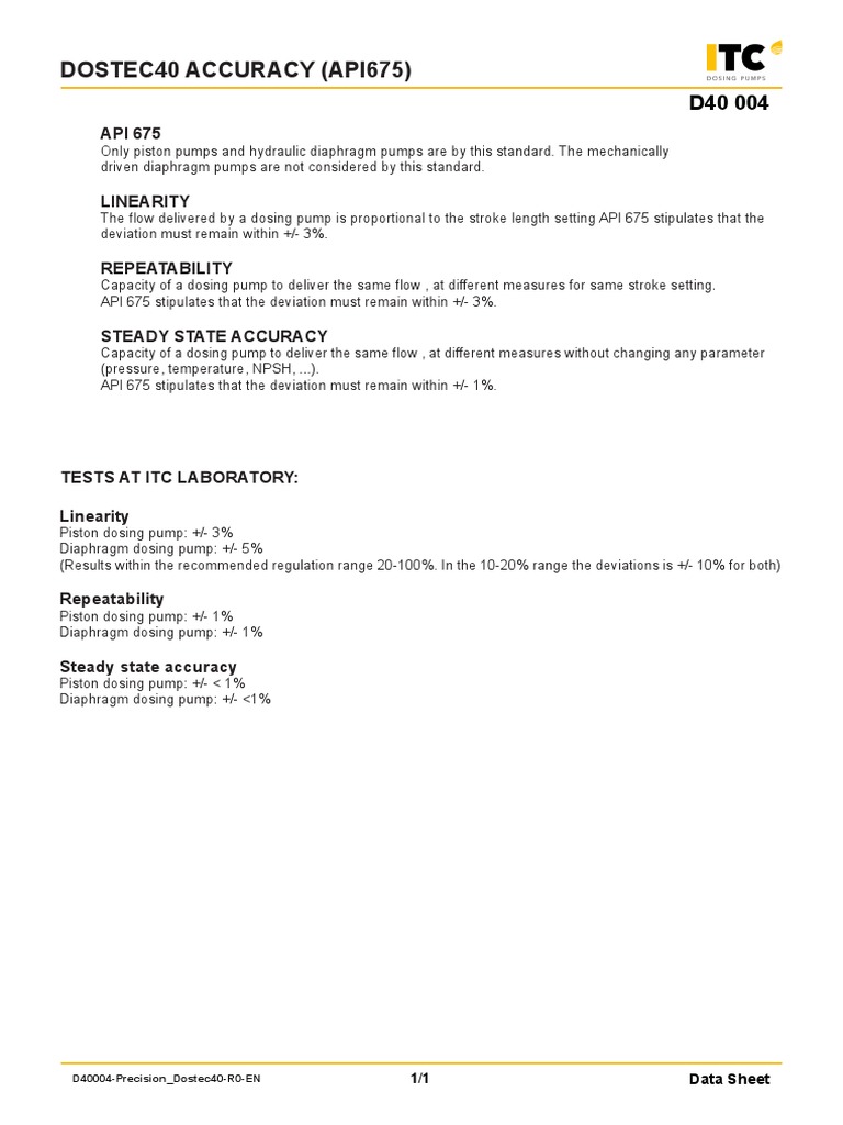 Linearity, Repeatability & Steady State Accuracy Api-675 | PDF
