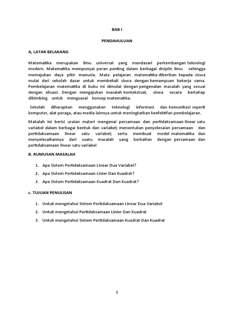 Makalah Pertidaksamaan Linear Dua Variabel2 | PDF