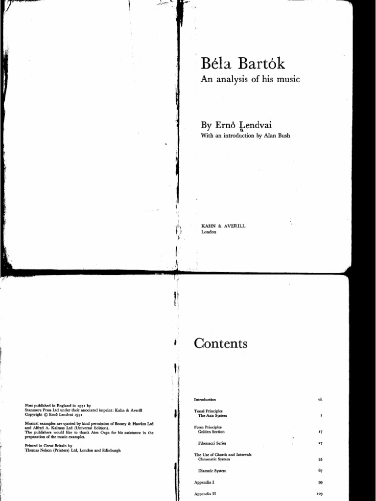 Bela Bartók An Analysis of His Music - Erno Lendvai | PDF