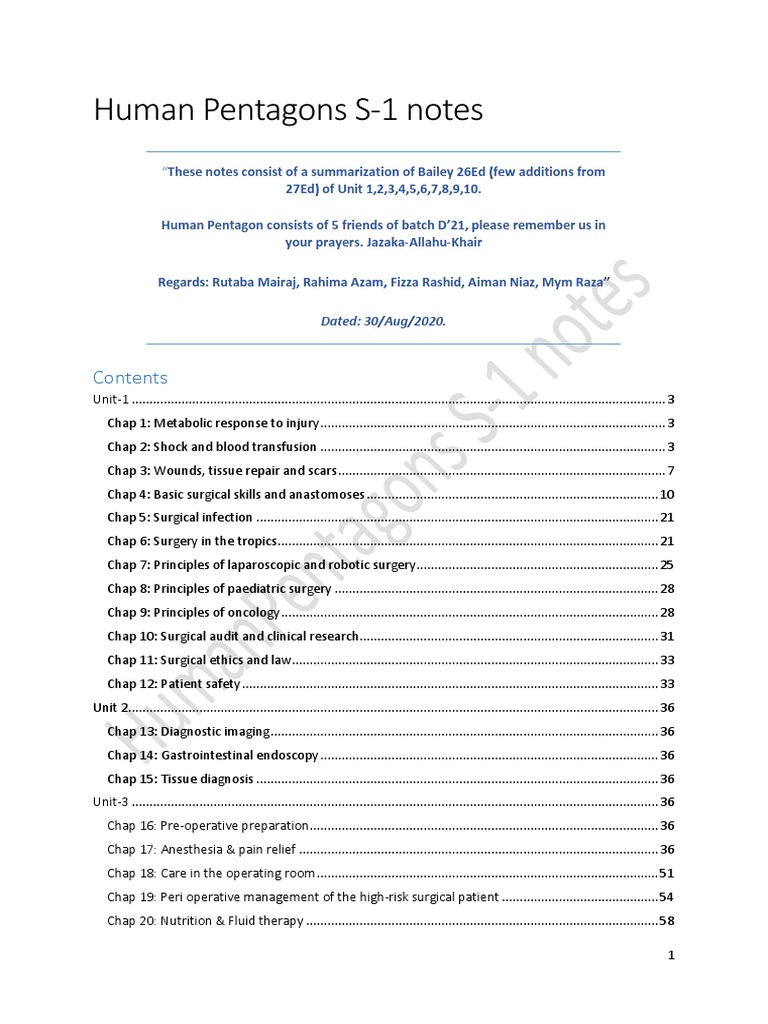 Surgery-1 Notes | PDF | Scar | Shock (Circulatory)