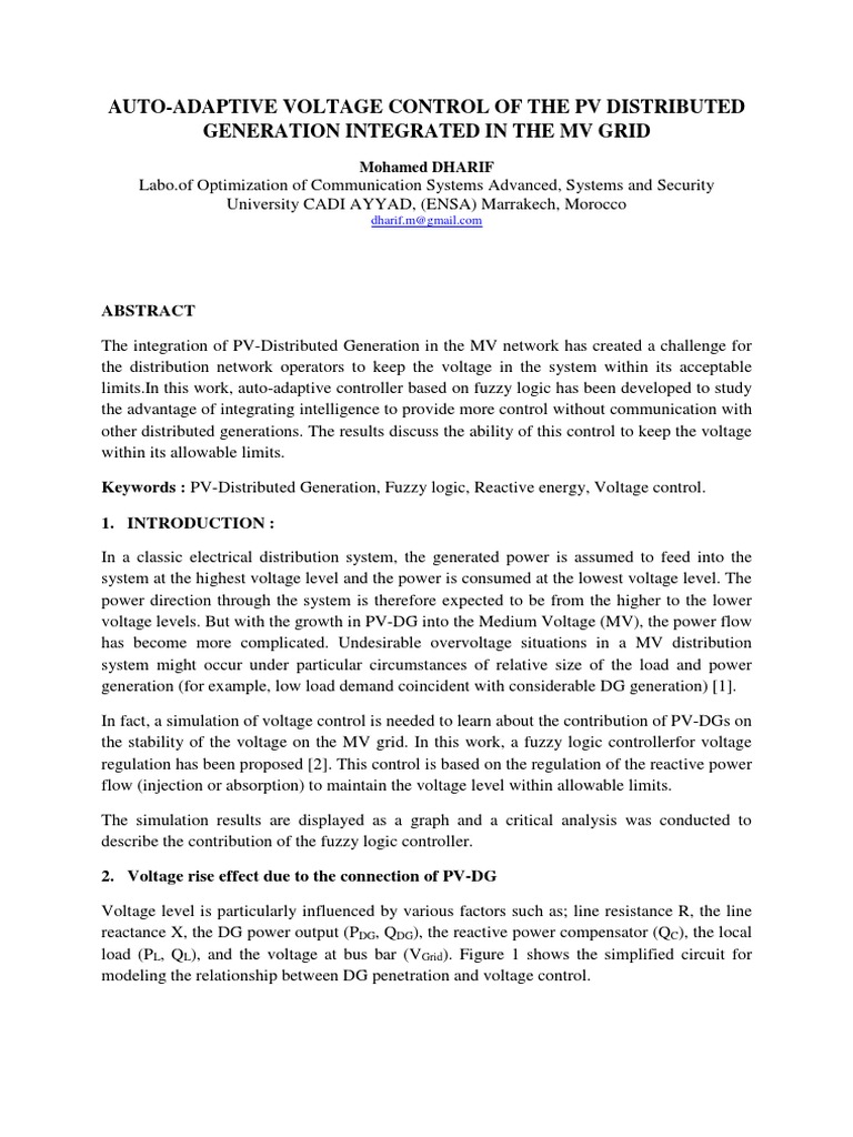 Auto-Adaptive Voltage Control | PDF | Ac Power | Distributed Generation