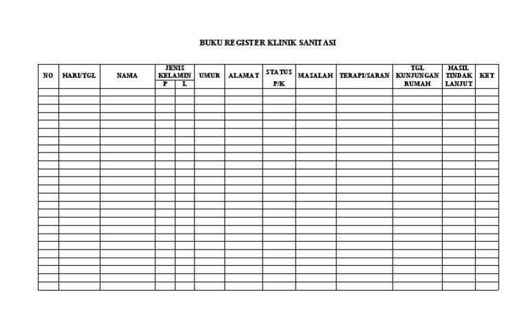Buku Register Klinik Sanitasi | PDF