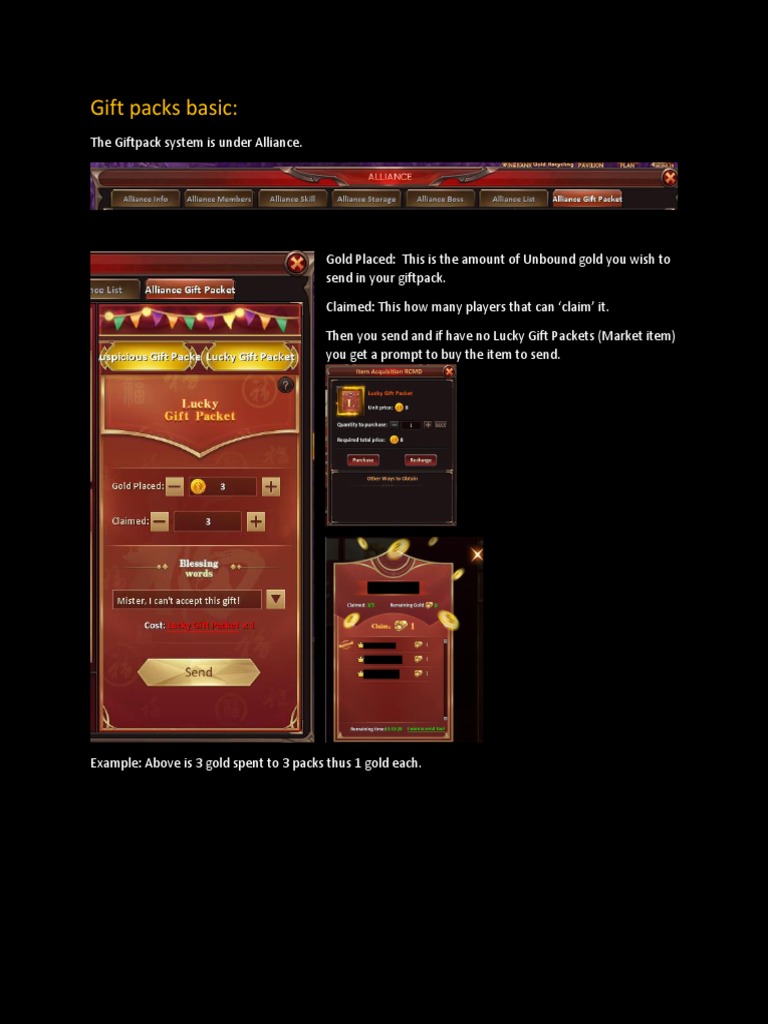 Understanding Gift Packs in Alliance | PDF