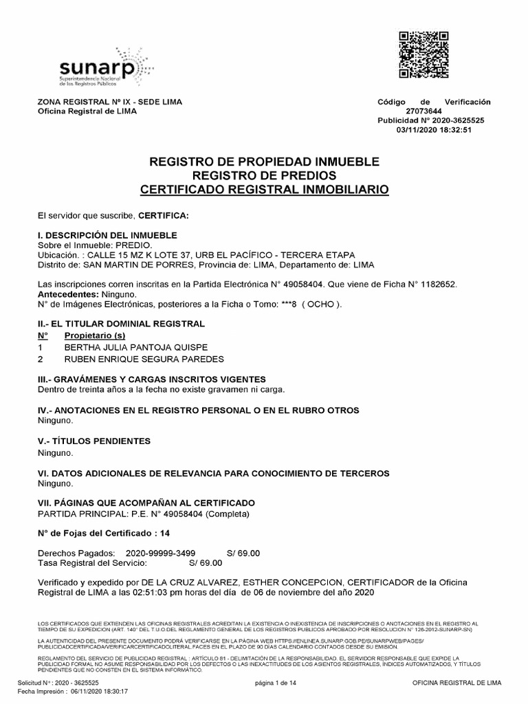 Partida Registral | PDF