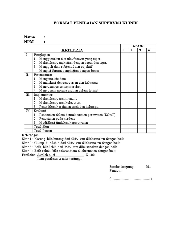 Format Penilaian Supervisi KMB | PDF