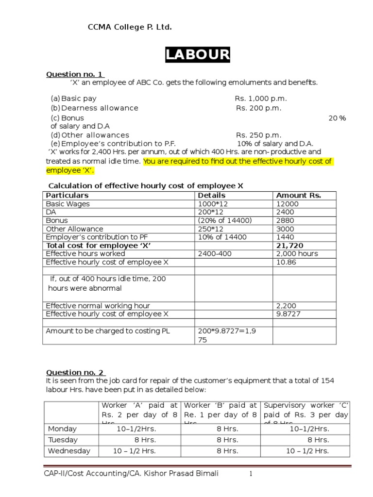 Labour | PDF | Overtime | Piece Work
