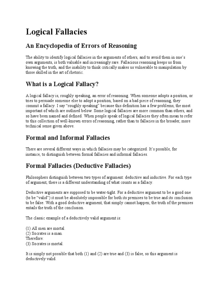 Logical Fallacies | PDF | Argument | Fallacy