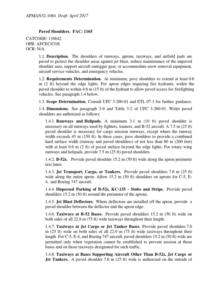 Paved Shoulder Requirements for Airfields | PDF | Business | Computers