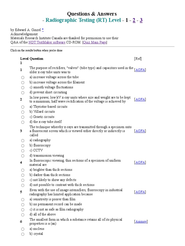 Questions & Answers - RT Level 1 | PDF