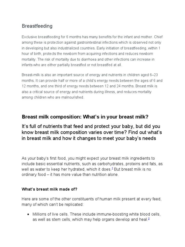 Breastfeeding: Breast Milk Composition: What's in Your Breast Milk ...