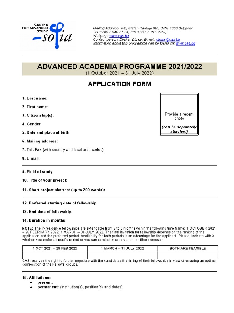 Advanced Academia Programme Application | PDF | Thesis | Doctor Of ...
