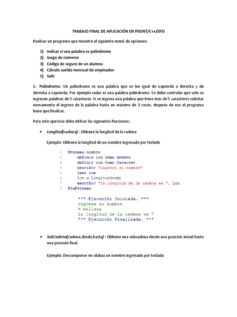 Desarrollo de un programa con menú de opciones utilizando funciones en ...