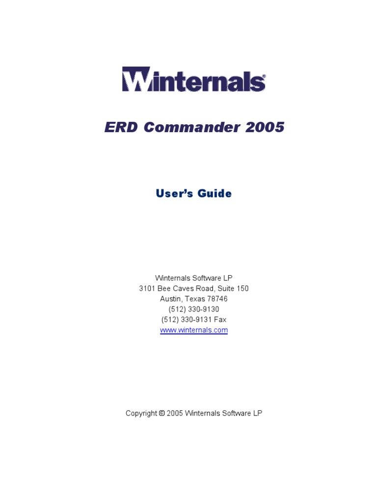 Winternals ERD Commander 2005 | PDF | Windows Registry | Microsoft Windows