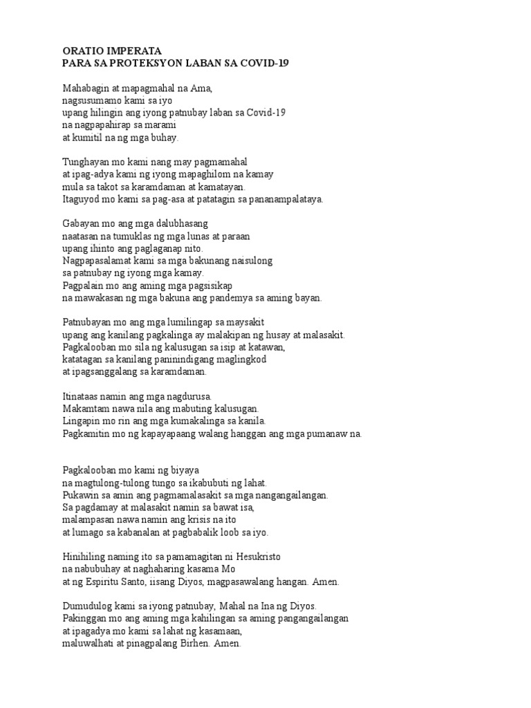 Oratio Imperata | PDF