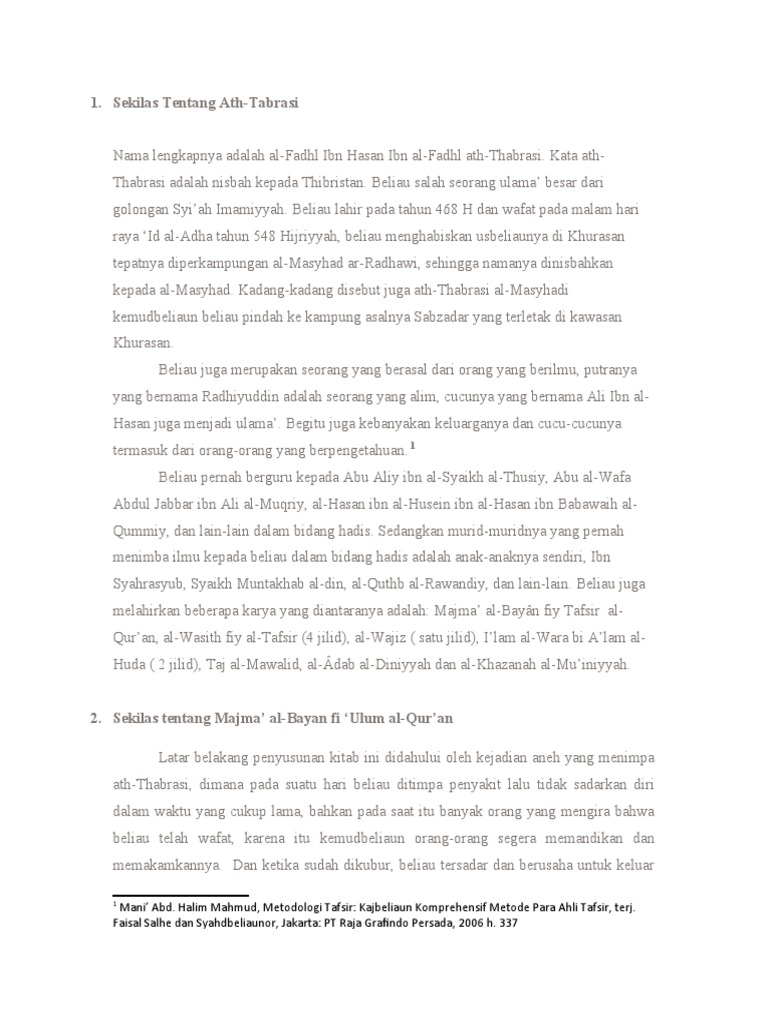 Sekilas Tentang Ath-Thabarsi | PDF