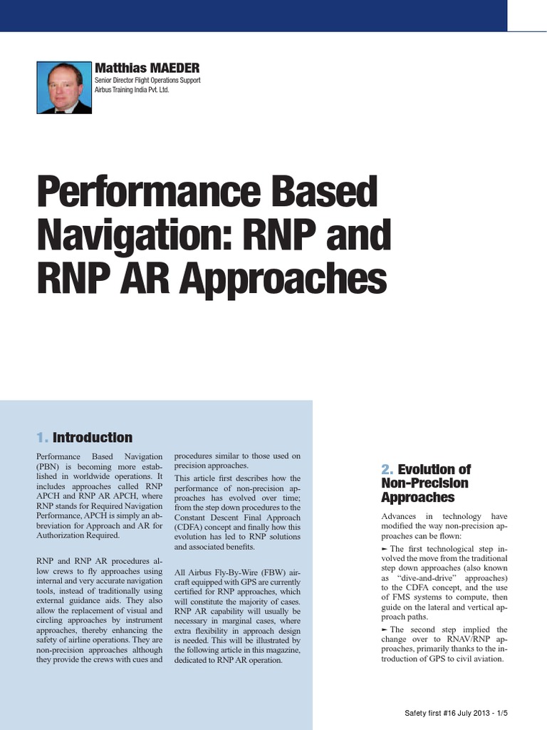 Performance Based Navigation: RNP and RNP Ar Approaches: Matthias ...
